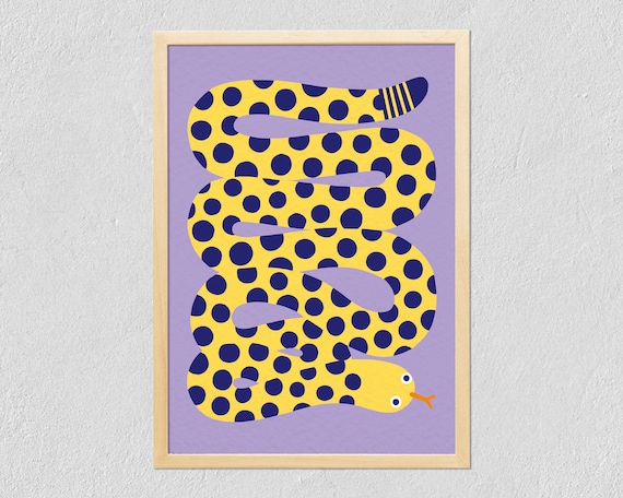 Art Print Snake 21x30 Spotted Snake Illustration - Etsy