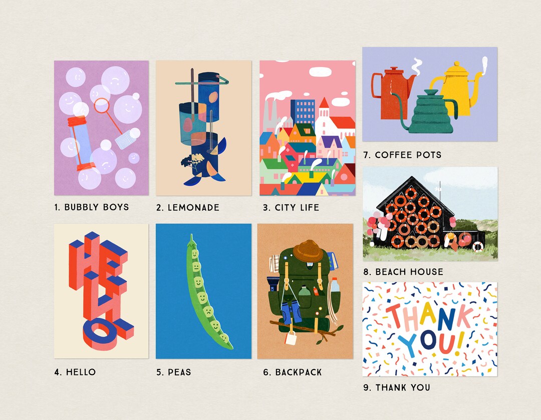 Happy Postcards - Mix and Match! - A6 Illustrated Cards - Funny ...