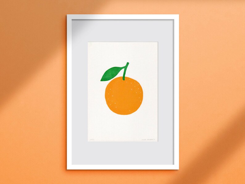 Linocut Print Bright Orange 17x24 cm Two Coloured Handmade - Etsy Nederland