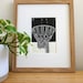 Basketball Hoop Original 5x7 Linocut Print Unframed on Soft - Etsy