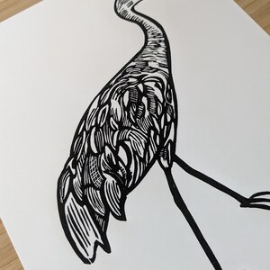 Sandhill Crane Original Handmade 8x10 Unframed Linocut Print, Bird Art ...
