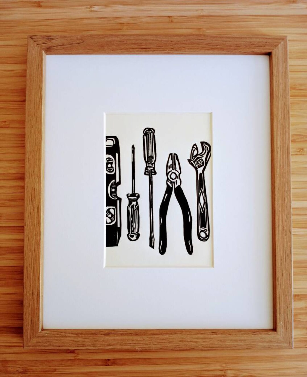 Linograbado original hecho a mano de Tools 5x7 sin enmarcar - Etsy España