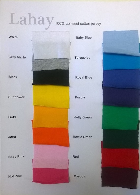 Jersey Colour Chart | Etsy