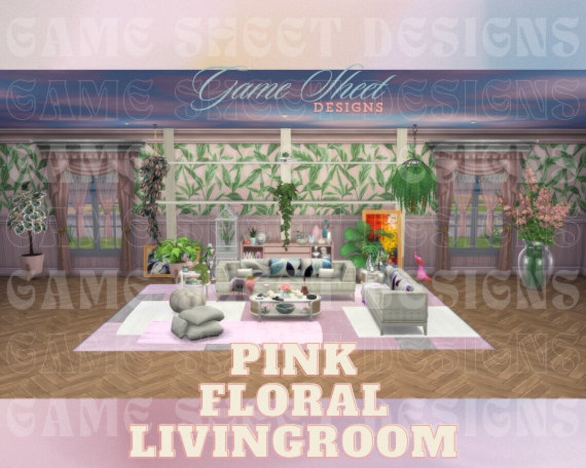 Girly and Chic Digital Sims 4 Living Room Desktop Wallpaper With ...
