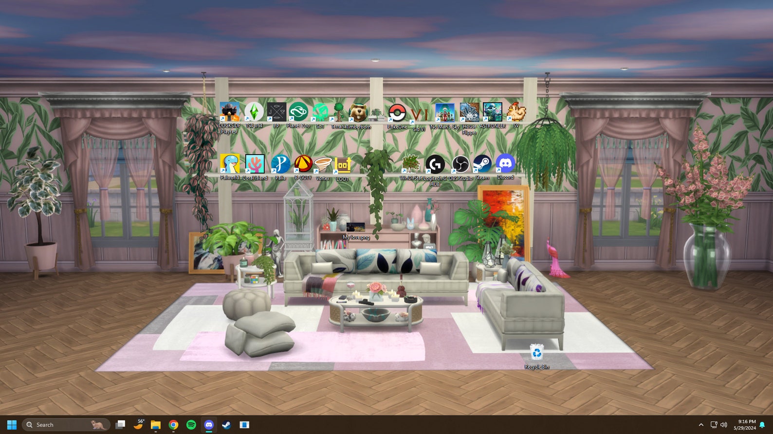 Girly and Chic Digital Sims 4 Living Room Desktop Wallpaper With ...