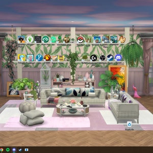 Girly and Chic Digital Sims 4 Living Room Desktop Wallpaper With ...