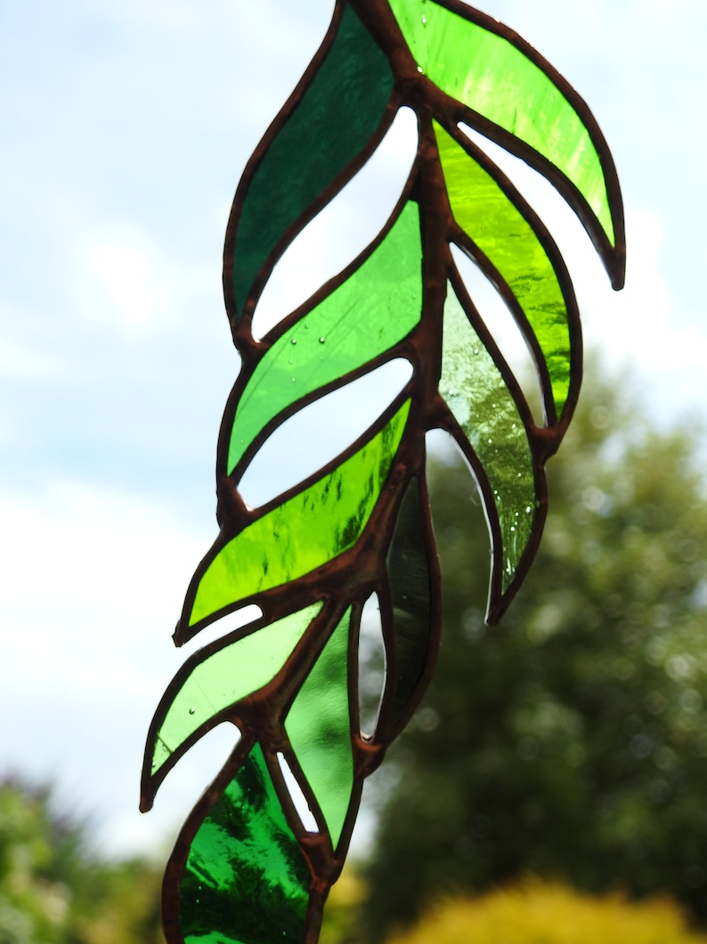 Stained Glass 'fern Leaf' Suncatchermixed Shades of | Etsy