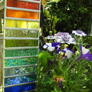 Stained Glass Panel,garden Suncatcher 'rainbow Stripes' Top Quality ...