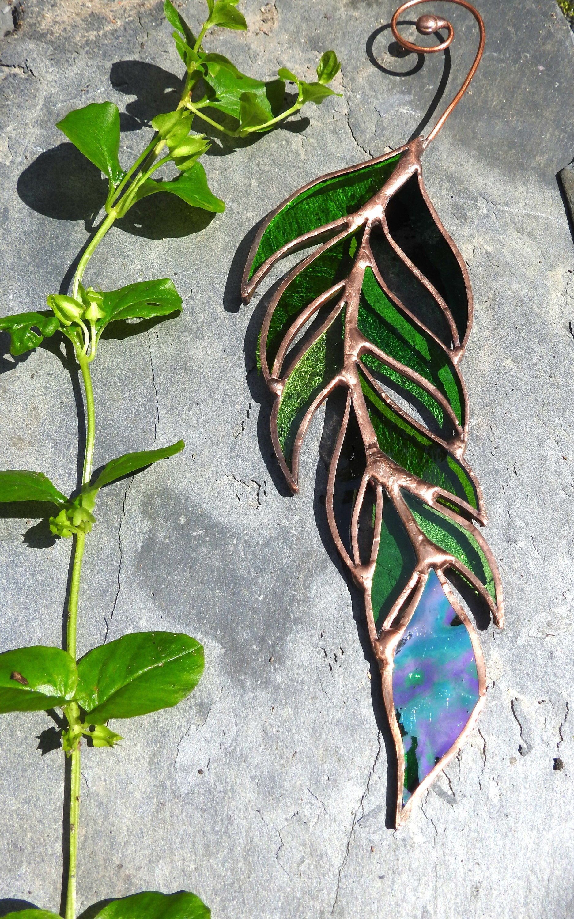 Stained Glass 'Fern Leaf' SuncatcherMixed Shades of | Etsy