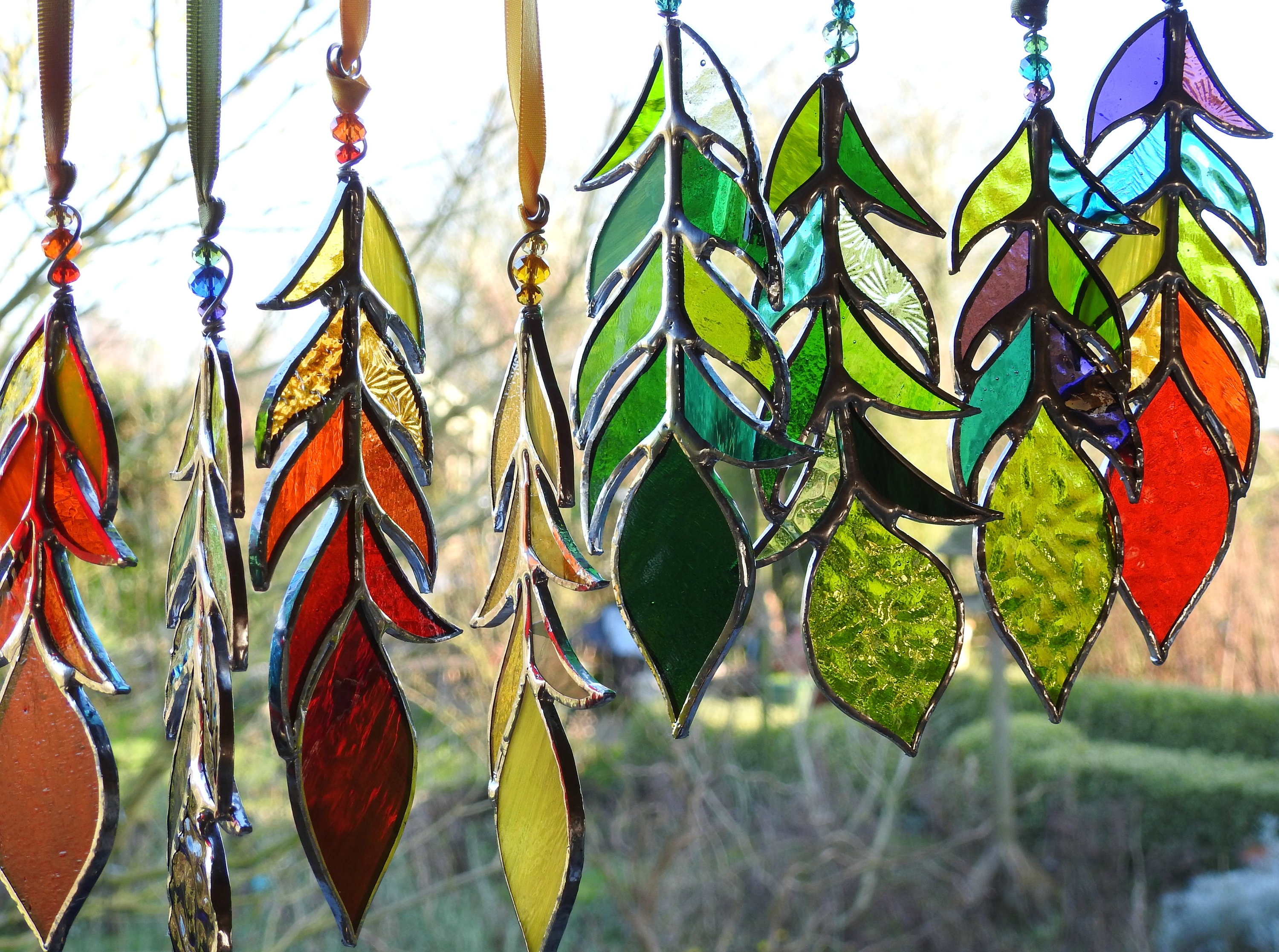Stained Glass Feather Sun CatcherAny Colour MixBespoke Glass | Etsy