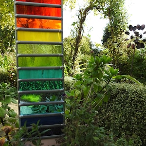 Stained Glass Panel,garden Suncatcher 'rainbow Stripes' Top Quality ...