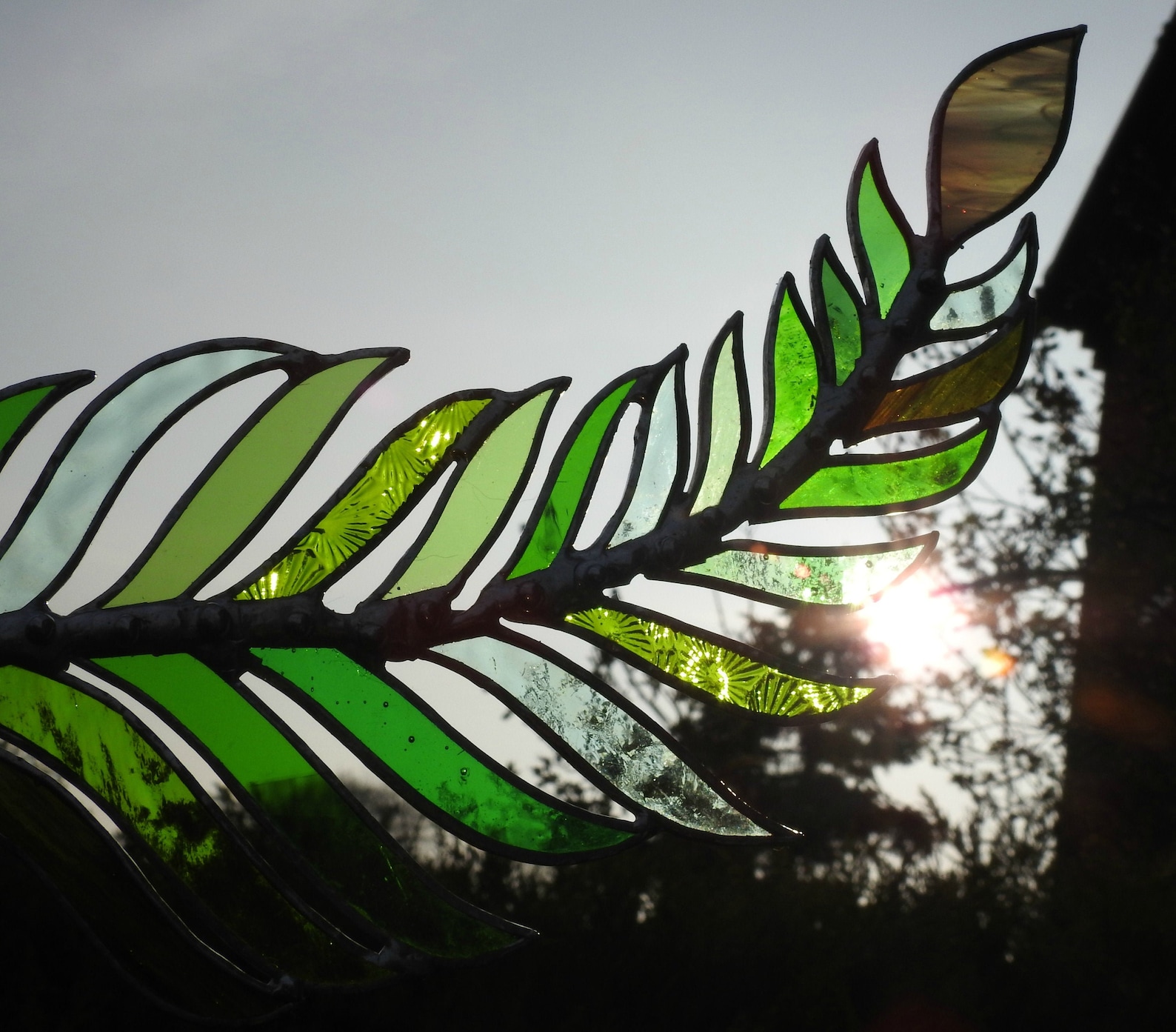 Stained Glass Leaf Suncatcher 'large Fern Leaf' Mixed - Etsy