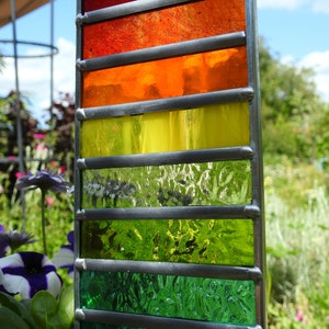 Stained Glass Panel,garden Suncatcher 'rainbow Stripes' Top Quality ...
