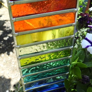 Stained Glass Panel,garden Suncatcher 'rainbow Stripes' Top Quality ...