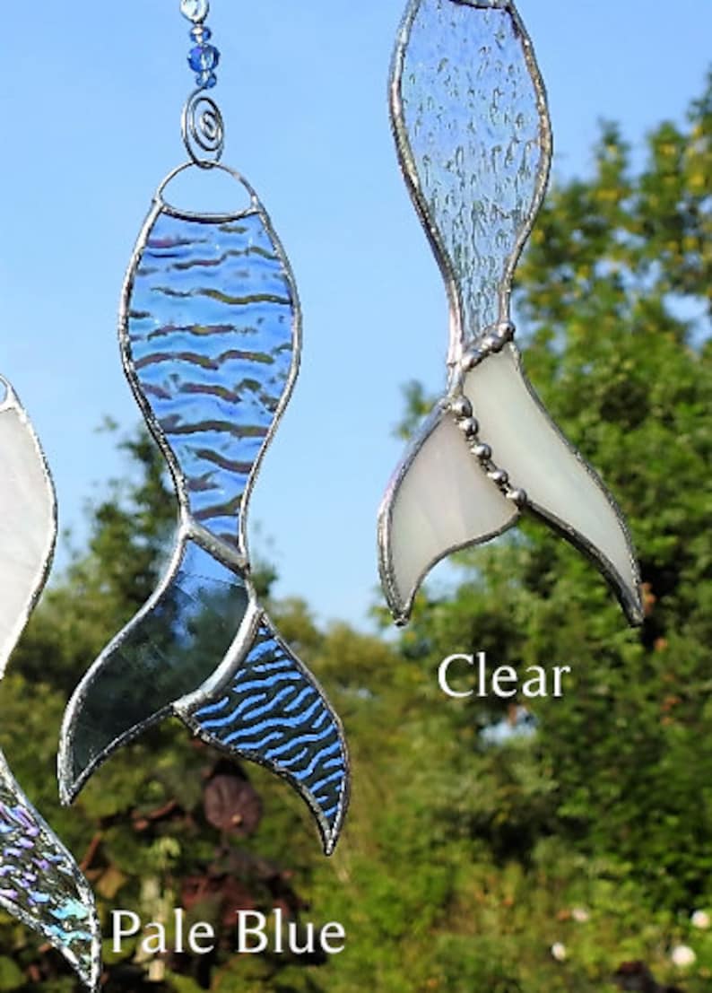 Stained Glass Mermaid Tail Suncatcher.beautiful Iridised Glass.teal ...