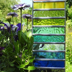 Stained Glass Panel,garden Suncatcher 'rainbow Stripes' Top Quality ...