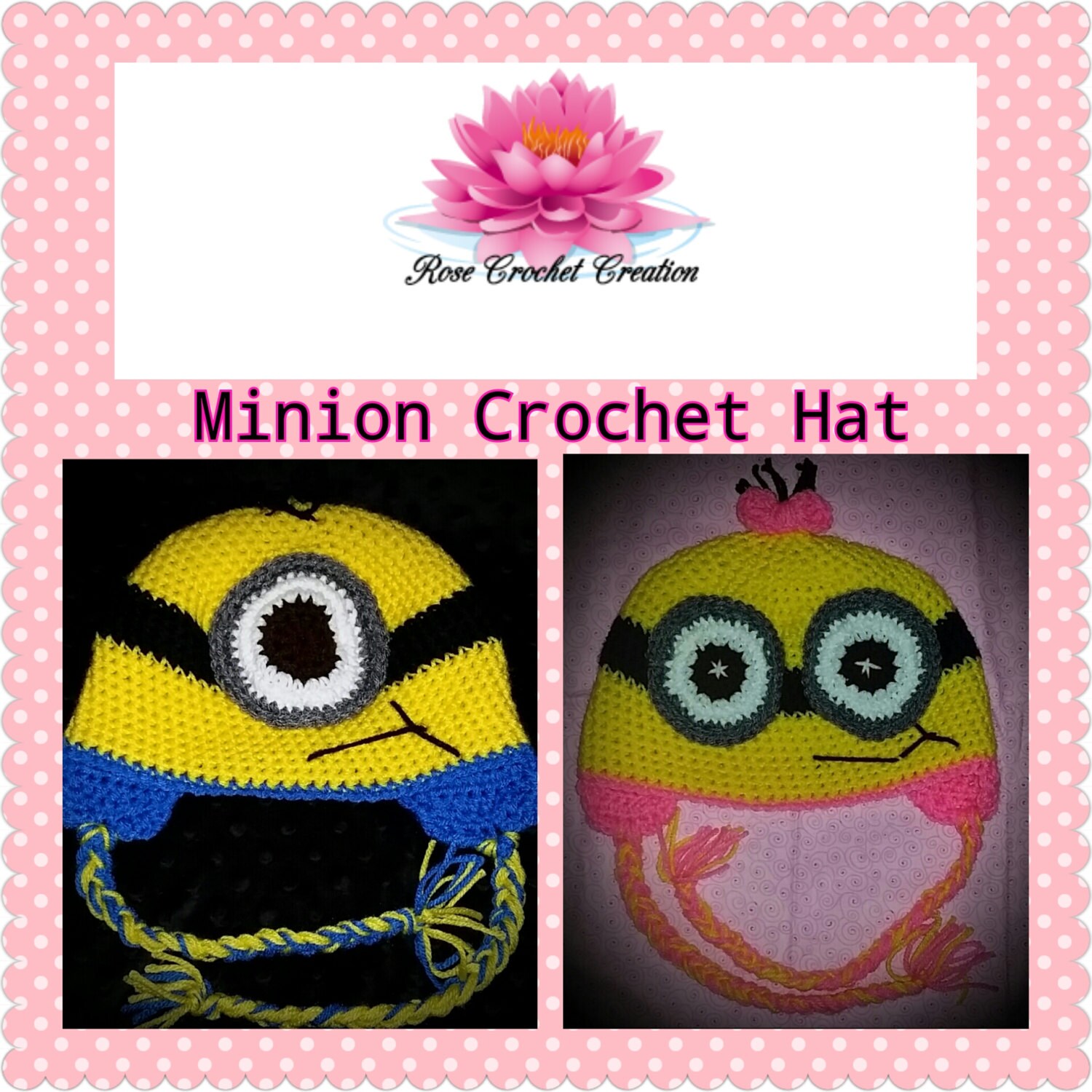 Pink Minion Crochet Hat