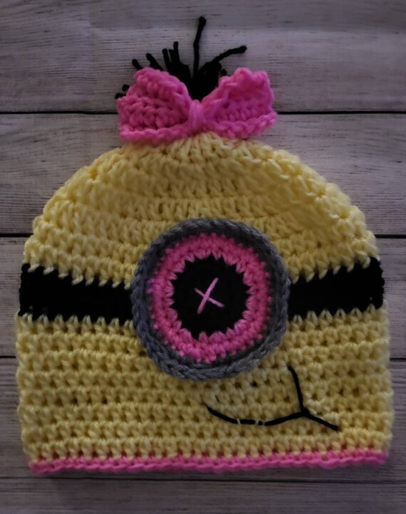Pink Minion Crochet Hat