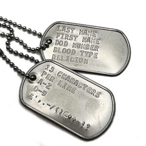 Military ID Medical Allergy Dog Tags / Stainless Steel / Personalized ...