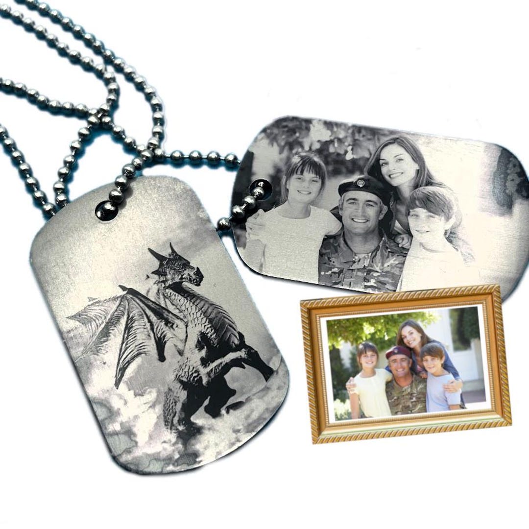 Personalized Photo Engraved Military Dog Tags / Laser Engraved / Army ...
