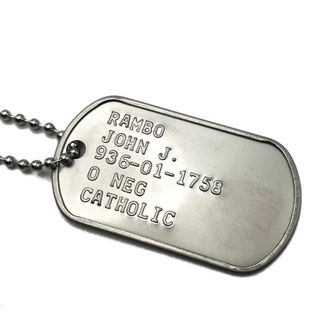 John Rambo Military Dog Tags Stainless Steel, Prop Cosplay Costume ...