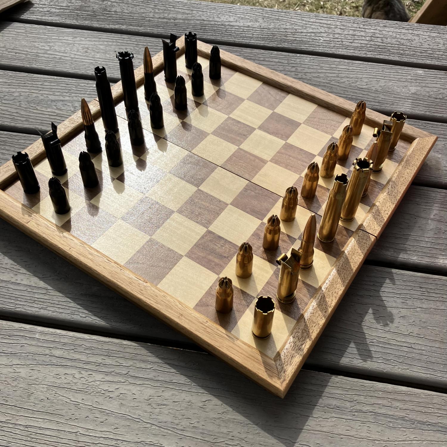 Bullet Casing Chess Piece Set 50 BMG, Unique Handmade Game, Man Cave ...