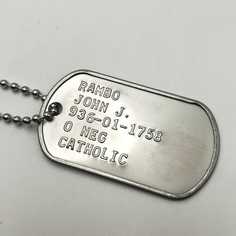 John Rambo Military Dog Tags Stainless Steel, Prop Cosplay Costume ...