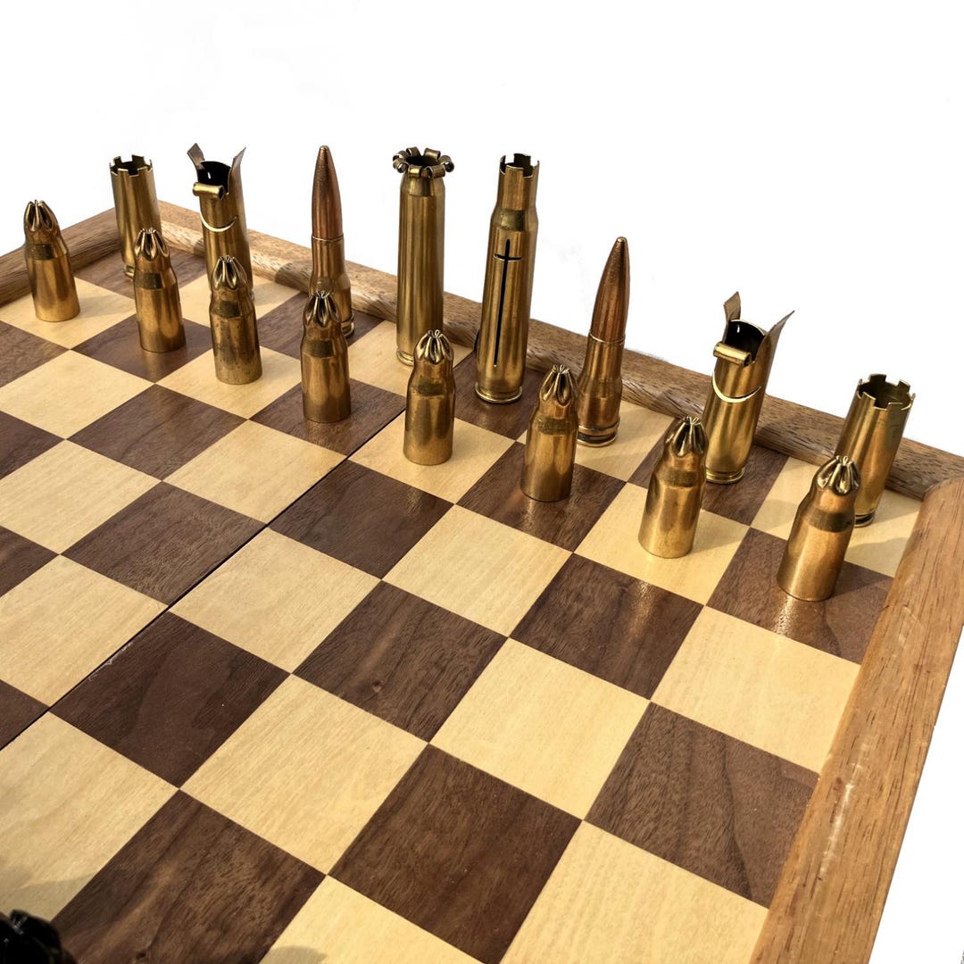 Bullet Casing Chess Piece Set 50 BMG, Unique Handmade Game, Man Cave ...