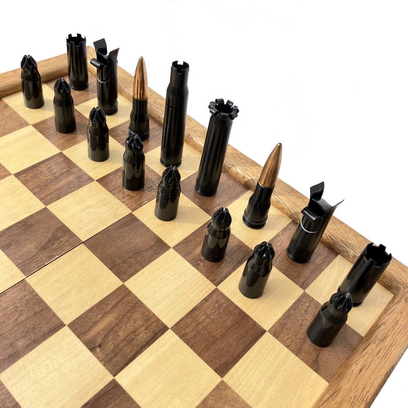 Bullet Casing Chess Piece Set 50 BMG, Unique Handmade Game, Man Cave ...
