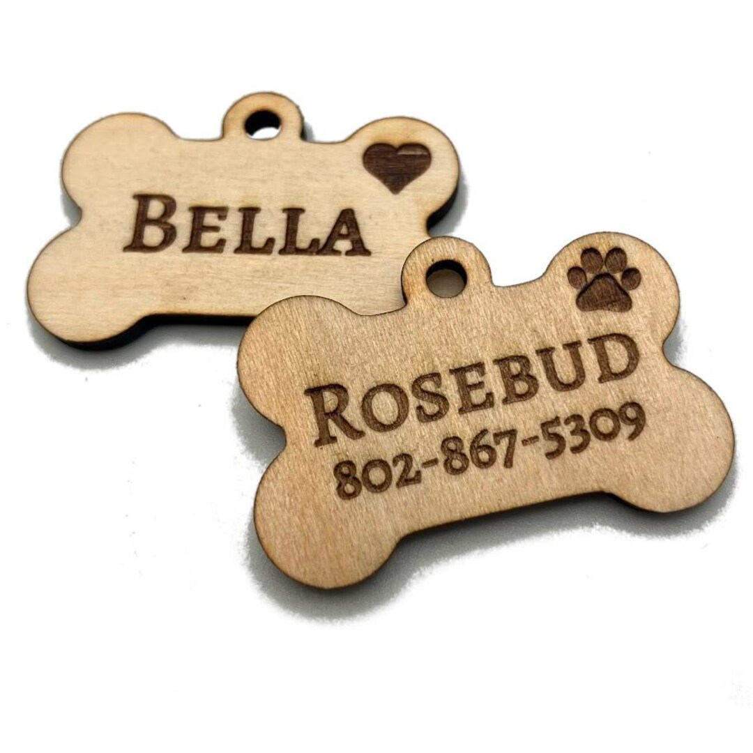 Wooden Pet Dog Tag Laser Engraved Personalized Custom ID Tag - Etsy