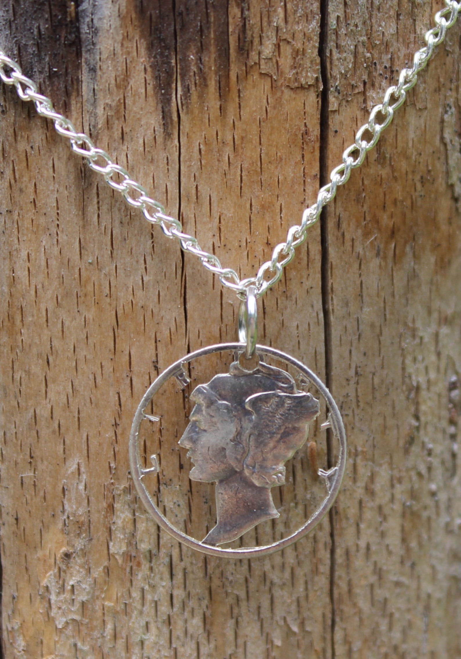 Mercury Dime Liberty Cut Coin Necklace Pendant, Old Silver Coin - Etsy