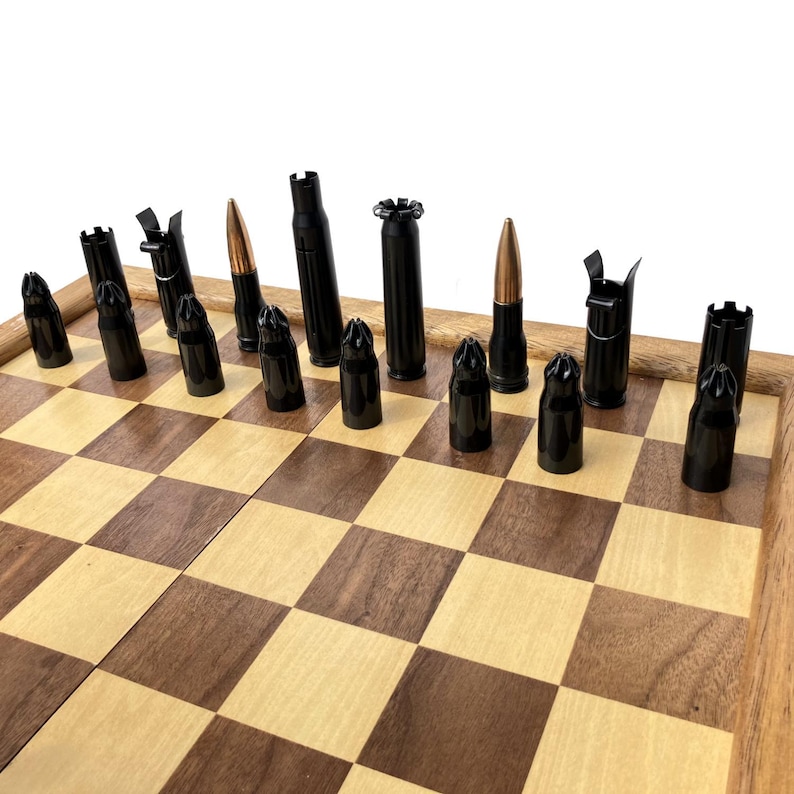 Bullet Casing Chess Piece Set 50 BMG, Unique Handmade Game, Man Cave ...