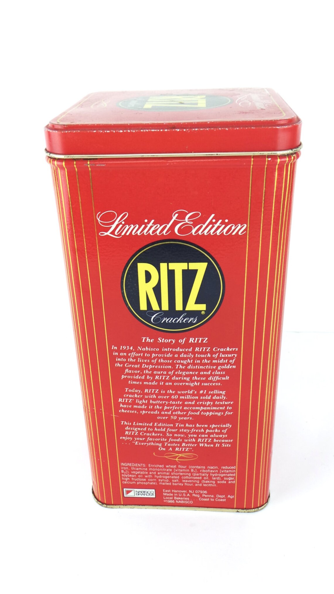 Ritz Tin, Vintage Ritz Tin, 1986 Ritz Tin, Vintage Ritz Cracker Tin ...