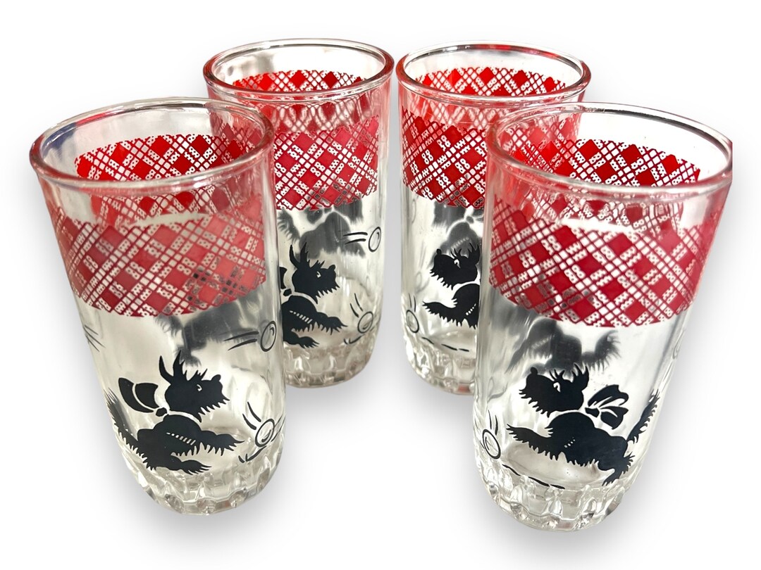 1950s Scottie Juice Drinking Glass Red and Black Checkers, Scottish ...