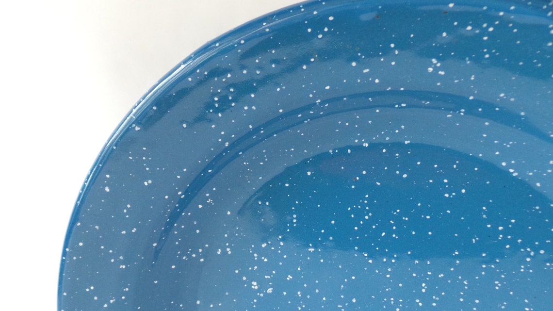 Blue Spatterware, Enamelware Plate, Camping Equipment, Vintage Camping ...