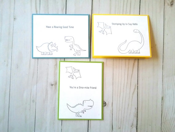 Color Your Own Cards Dinosaur Cards Colorable Card Blank - Etsy