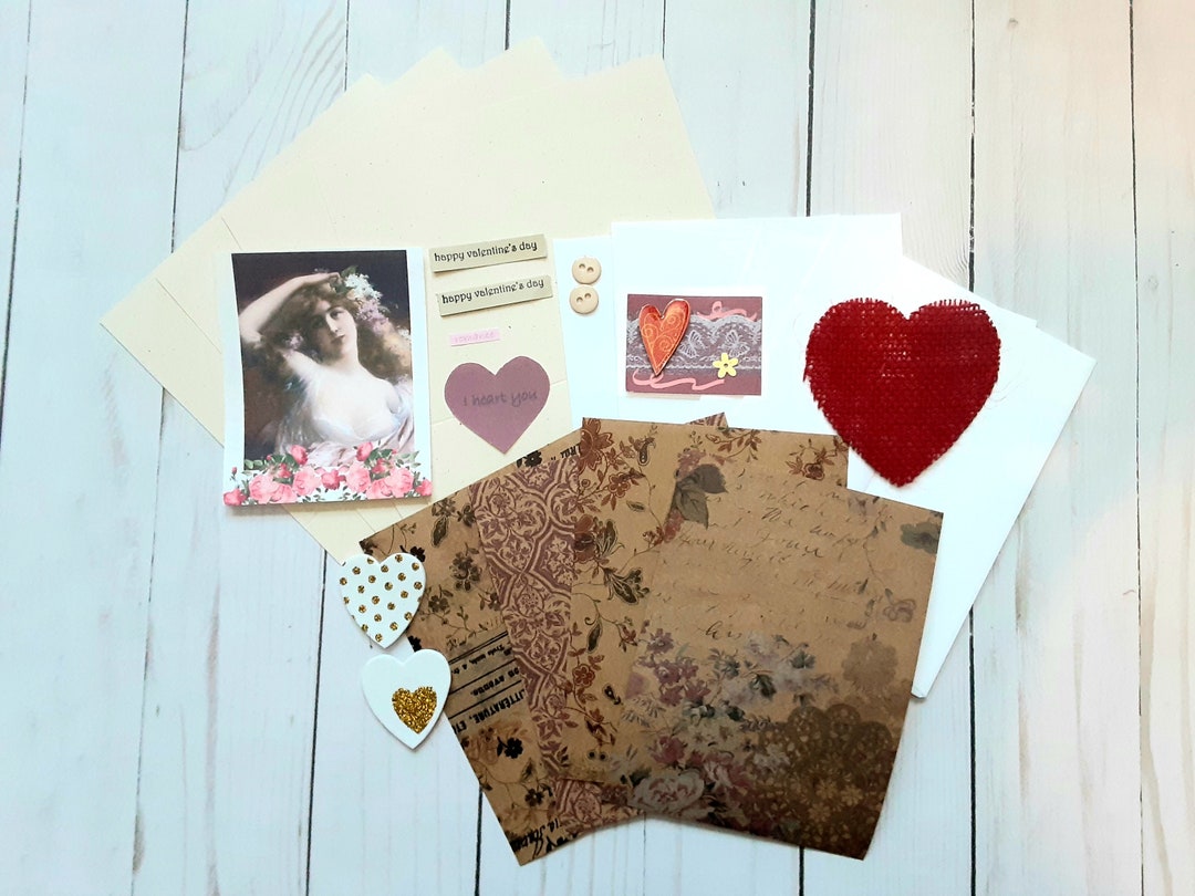 Valentine Card Kit, DIY Valentines Day Craft, Make Your Own Cards Kit ...