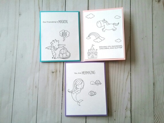 Color Your Own Cards Colorable Card Birthday Gift for Little - Etsy Ireland