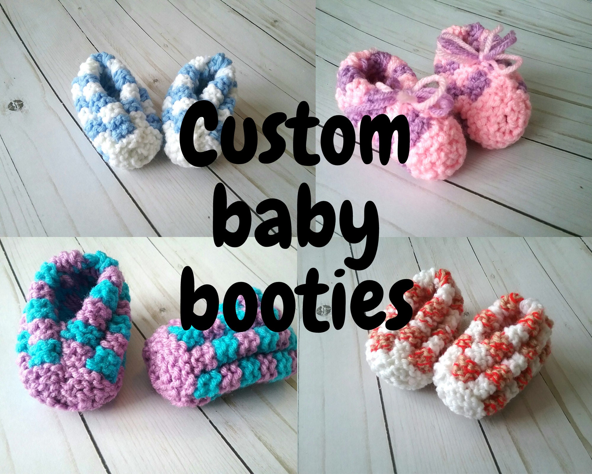 Custom Baby Booties, Knit Baby Booties, Baby Shower Gift for New Baby ...