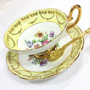 Regency Yellow Tea Cup & Saucer, English Fine Bone China Tea Set, for ...