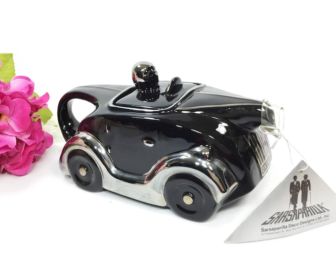 Black Racing Car Teapot, Art Deco Car Teapot, Collectible Sarsaparilla ...