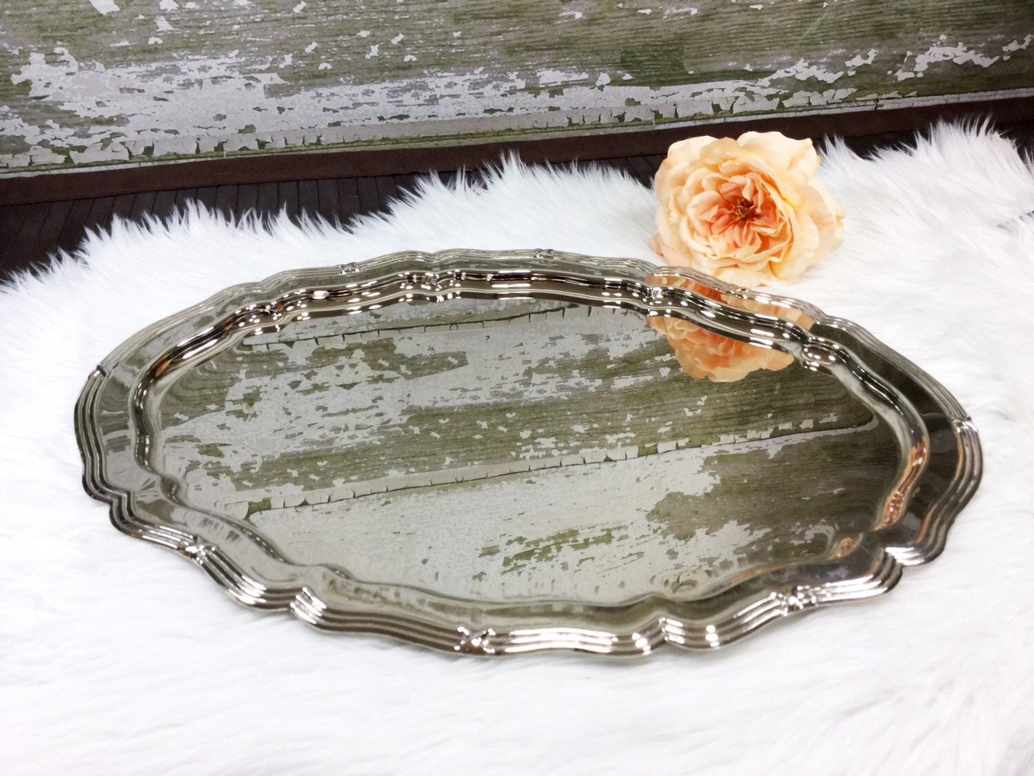 Stunning Vintage Oval Silver Plated Platter, Serving Tray, Dessert ...