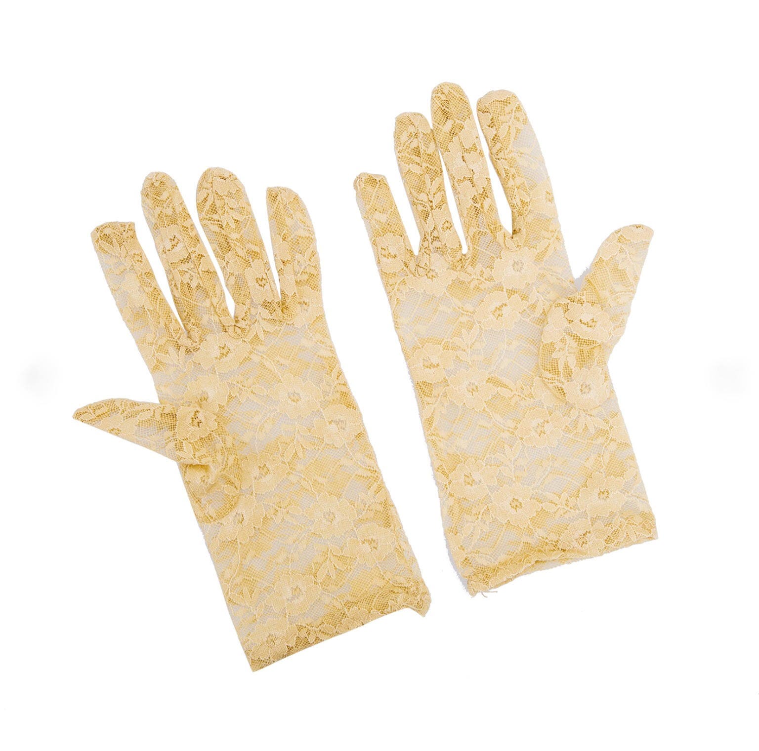 Beautiful Beige Lace Ladies Wrist Length Gloves Perfect for Wedding ...