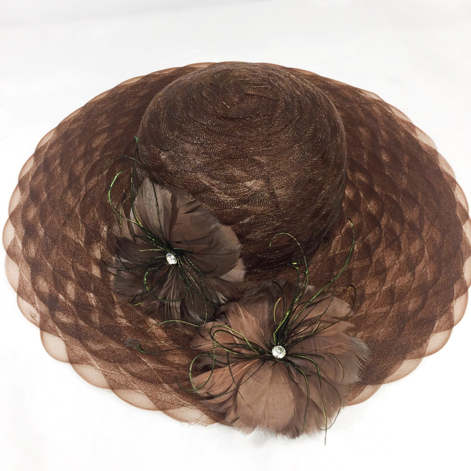 Elegant Ladies Textured Cappuccino Coffee Tea Party Hat, Summer Hat ...