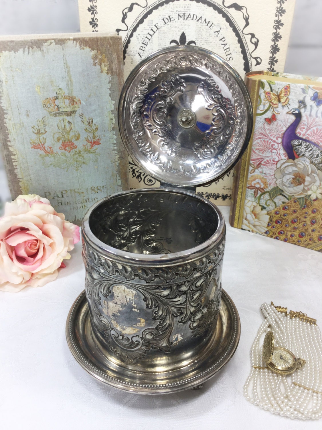 Ornate Antique Silver Plated JD&S EP Tea Caddy, Tea Box, Biscuit Box ...
