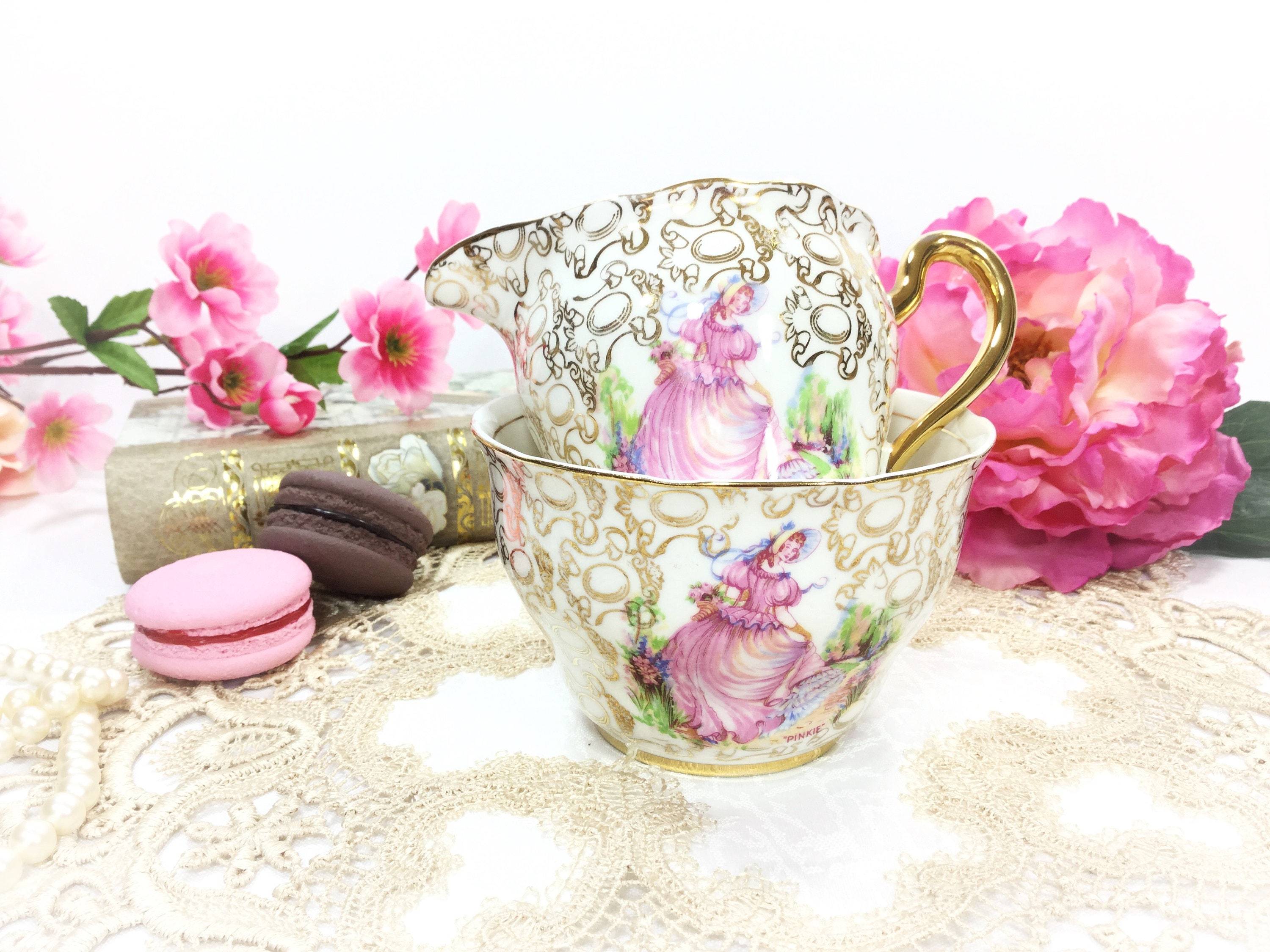 Pinkie English Sugar Bowl & Creamer, Leonard St. Pottery, English Fine ...