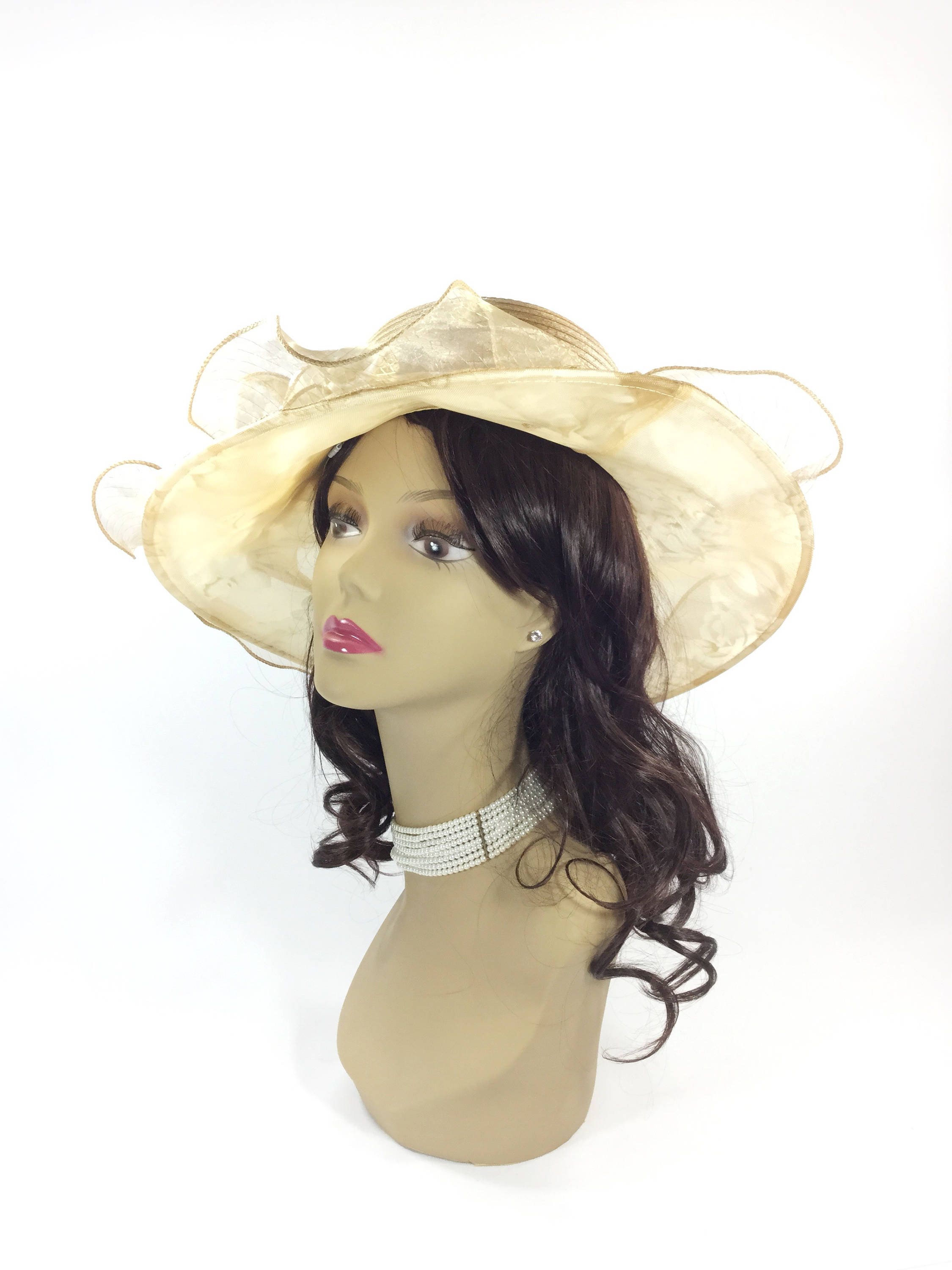 Beautiful Brown Ladies Tea Party Hat, Ladies Summer Hat, Dress Up Hat ...