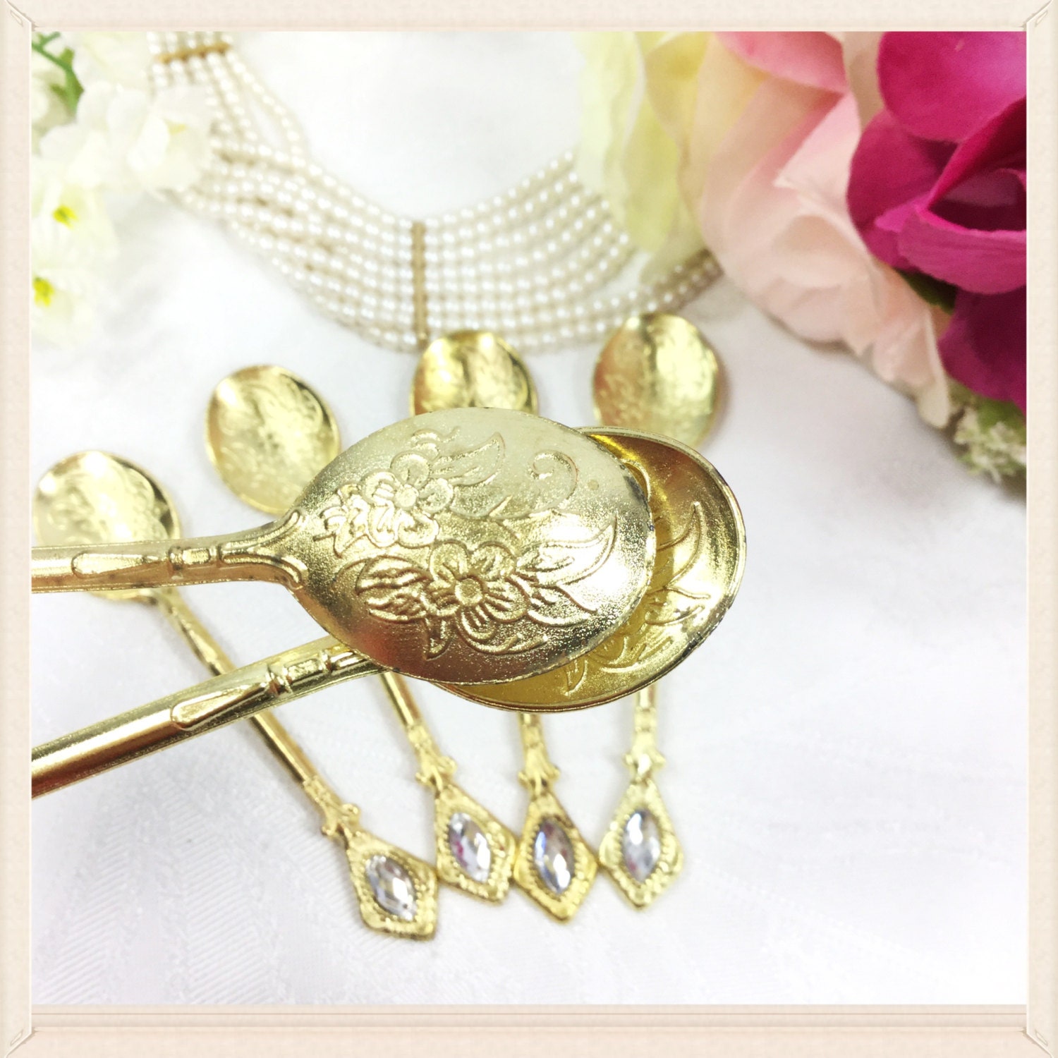 Set of 6 Gold Tea Spoons, Coffee Spoons, Demitasse Spoons, Ice Cream ...