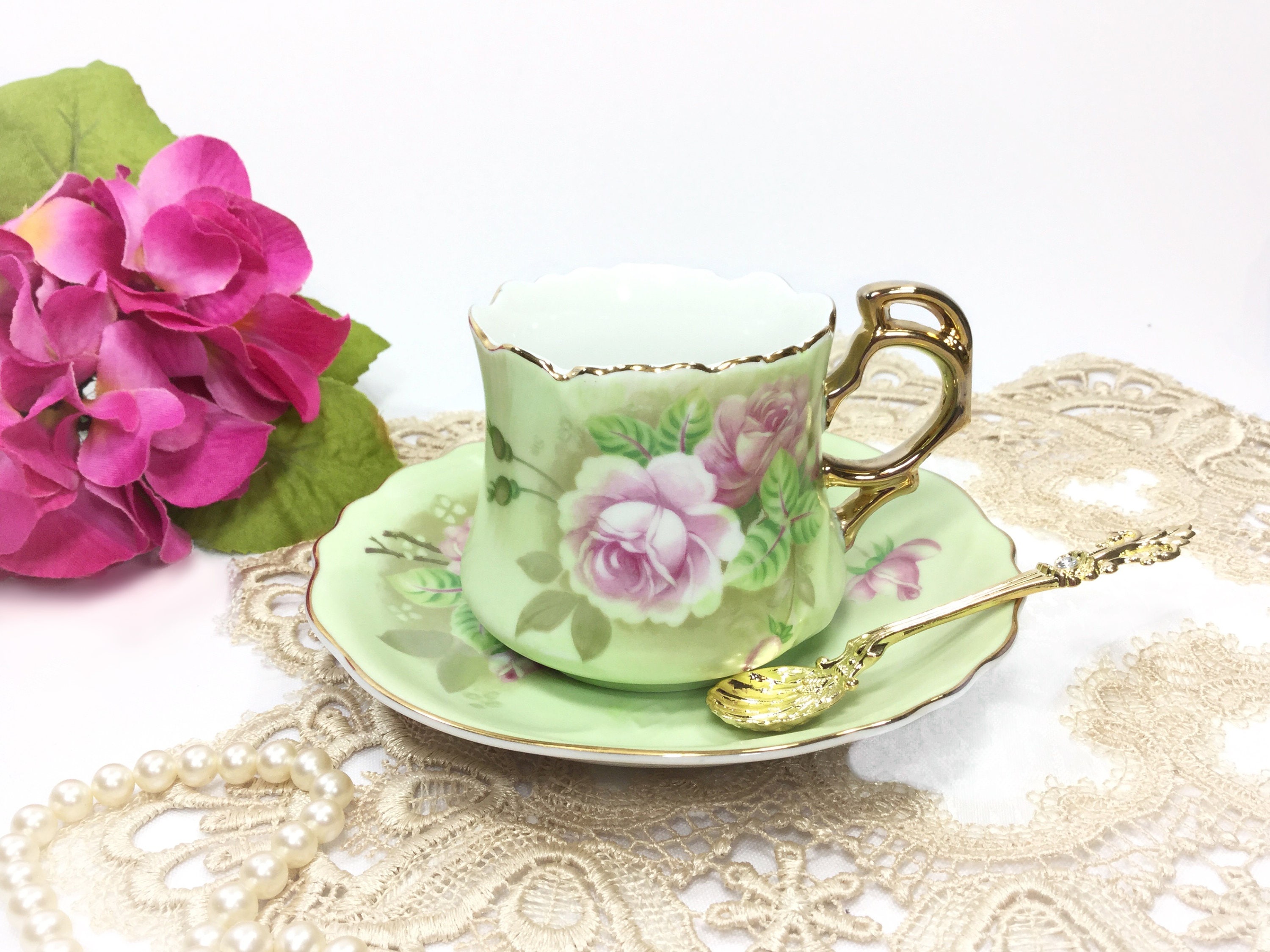 Lefton Heritage Cup and Saucer, Lefton Heritage Tea Set, Lefton ...