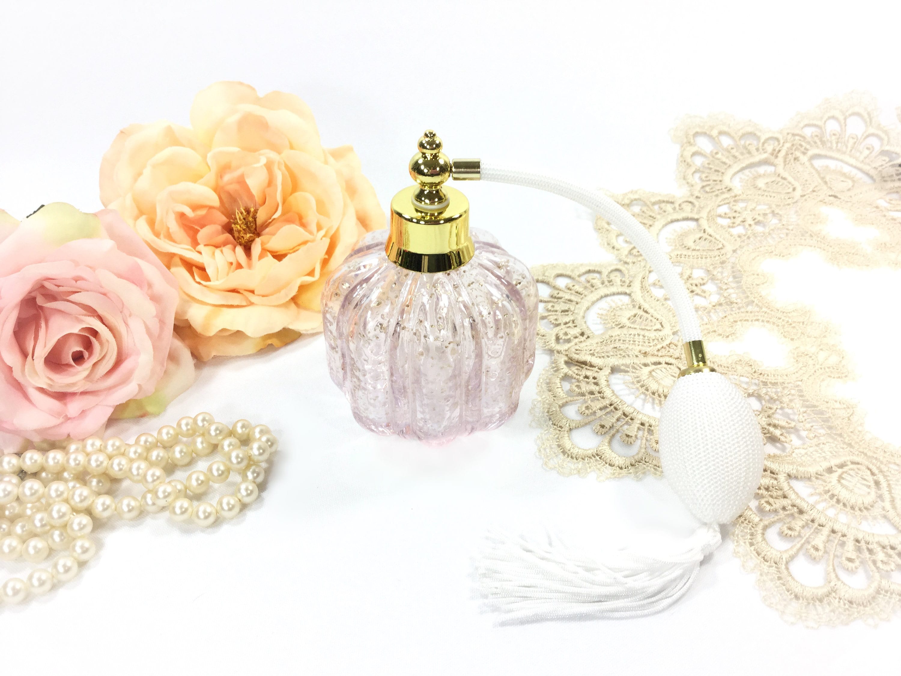 Light Pink Glass Cut Perfume Atomizer, Pink Perfume Spray Bottle for ...